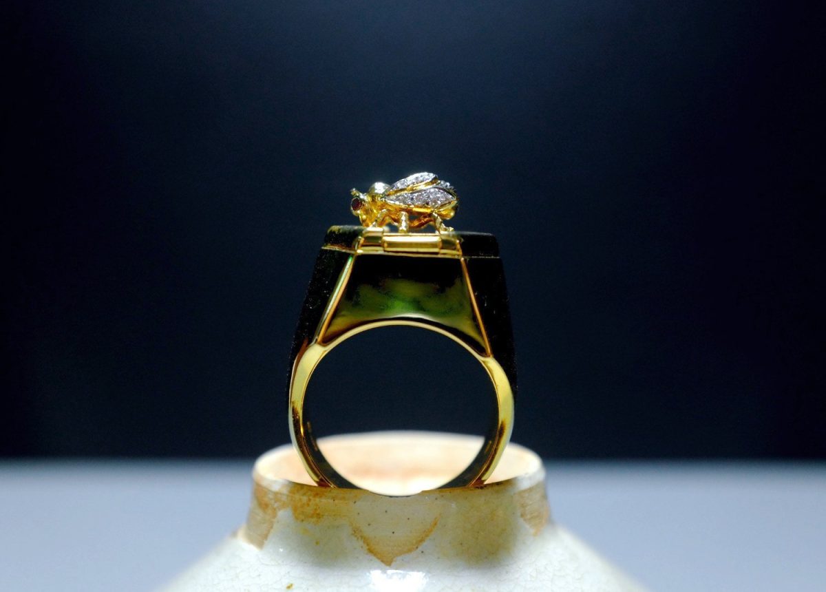 18k Bee Poison Ring Men Signet | Gem Gardener