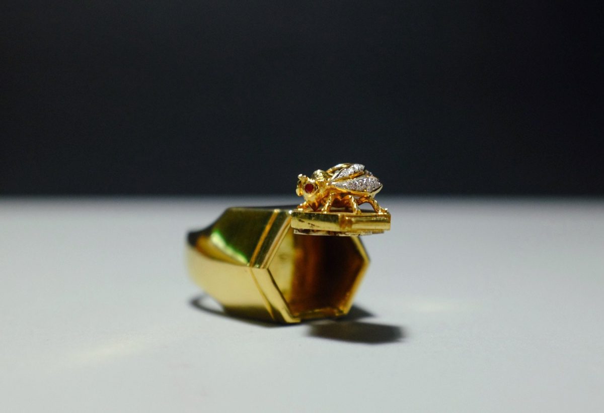 18k Bee Poison Ring Men Signet | Gem Gardener