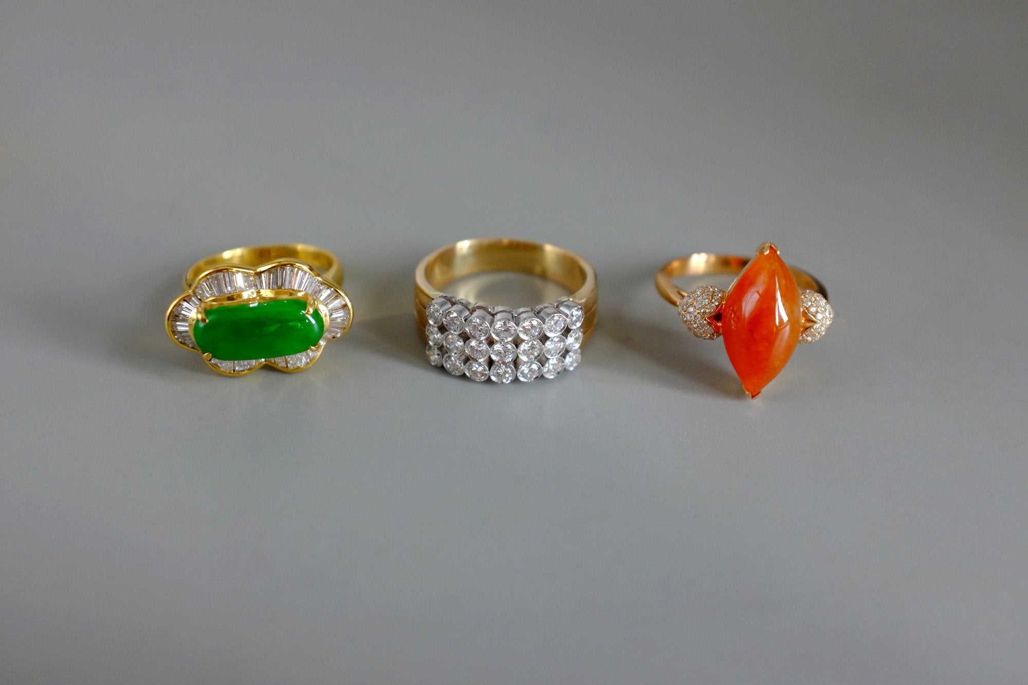 18k Marquise Red Jade Ring Vintage | Gem Gardener