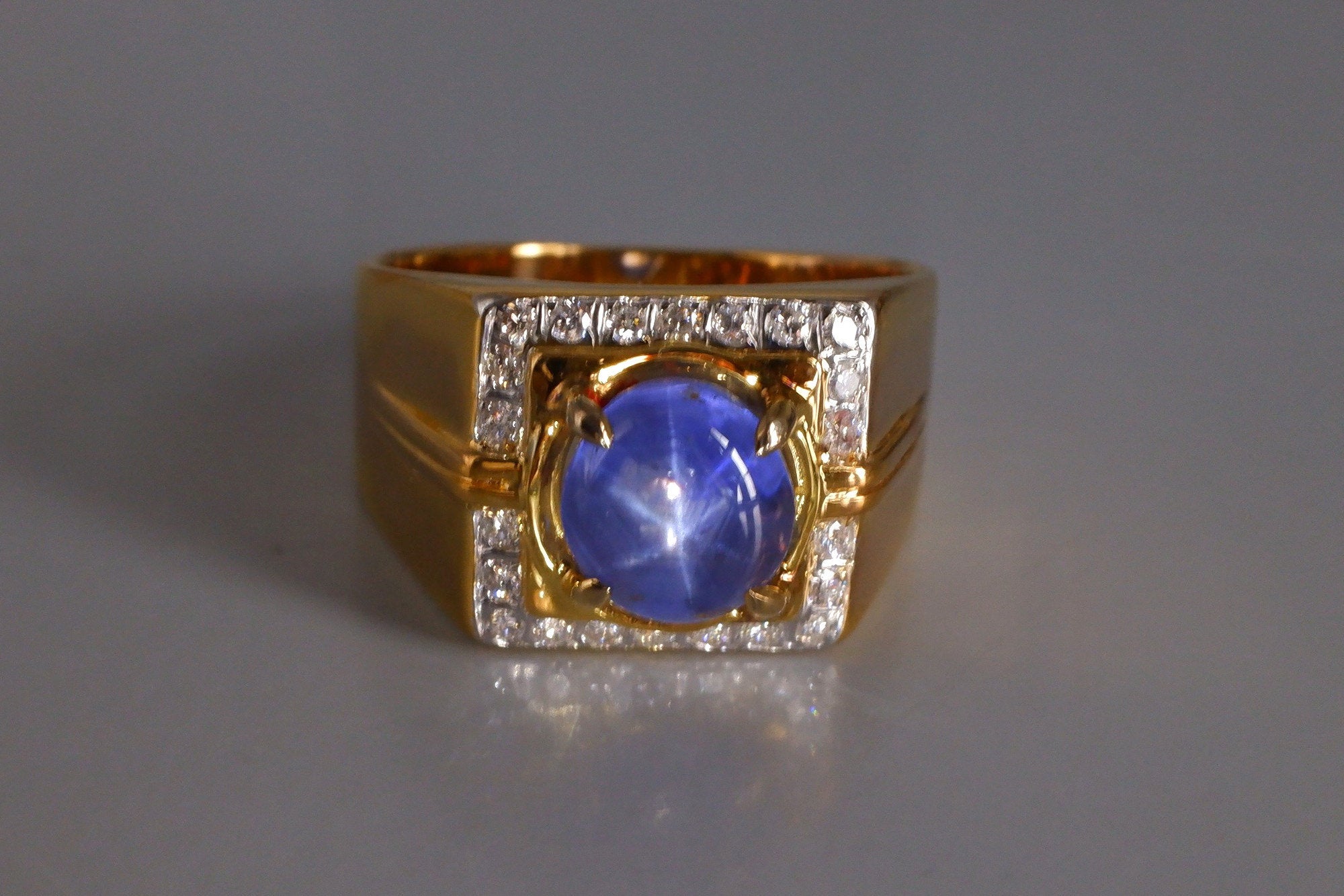 5ct Blue Star Sapphire Men's Pinky Ring | Gem Gardener