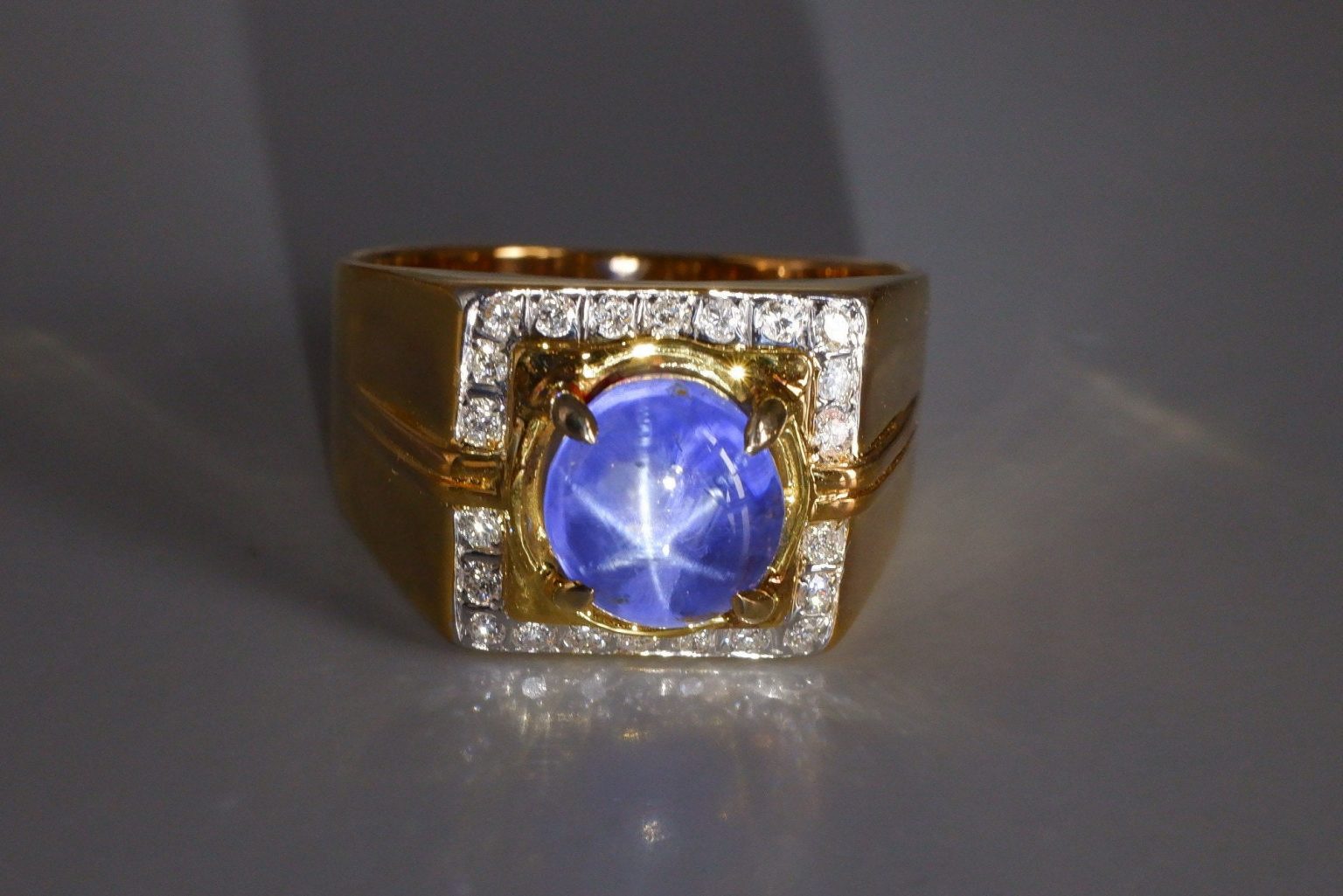 5ct Blue Star Sapphire Men's Pinky Ring | Gem Gardener