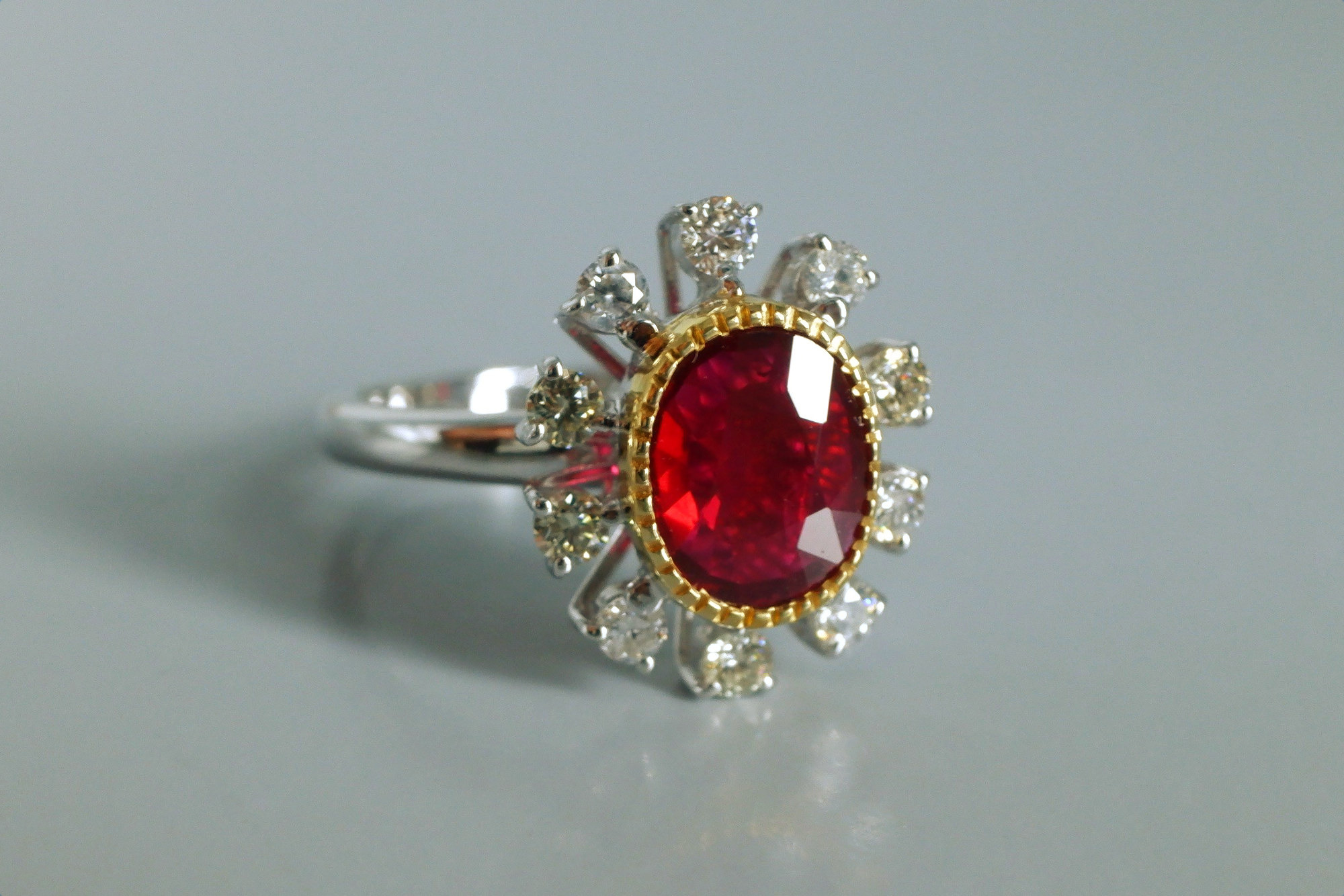 2ct Unheated Vintage Ruby Flower Ring 18k | Gem Gardener