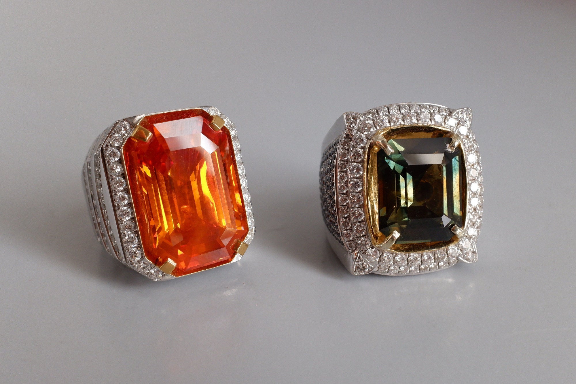 27ct Orange Sapphire Emerald Cut Ring Men | Gem Gardener