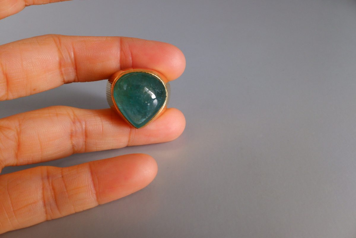 17ct Emerald Sugarloaf Cabochon Ring Men Vintage | Gem Gardener