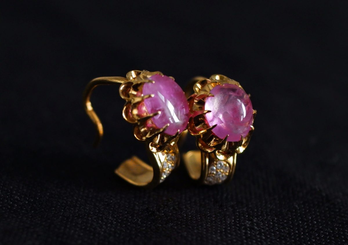 24k Chinese Gold Earrings Burmese Ruby | Gem Gardener