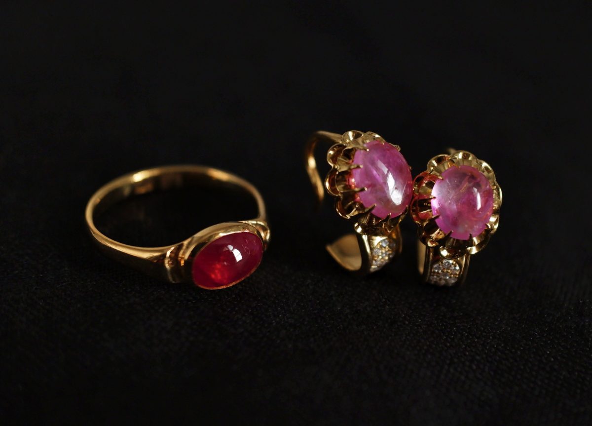 24k Chinese Gold Earrings Burmese Ruby | Gem Gardener