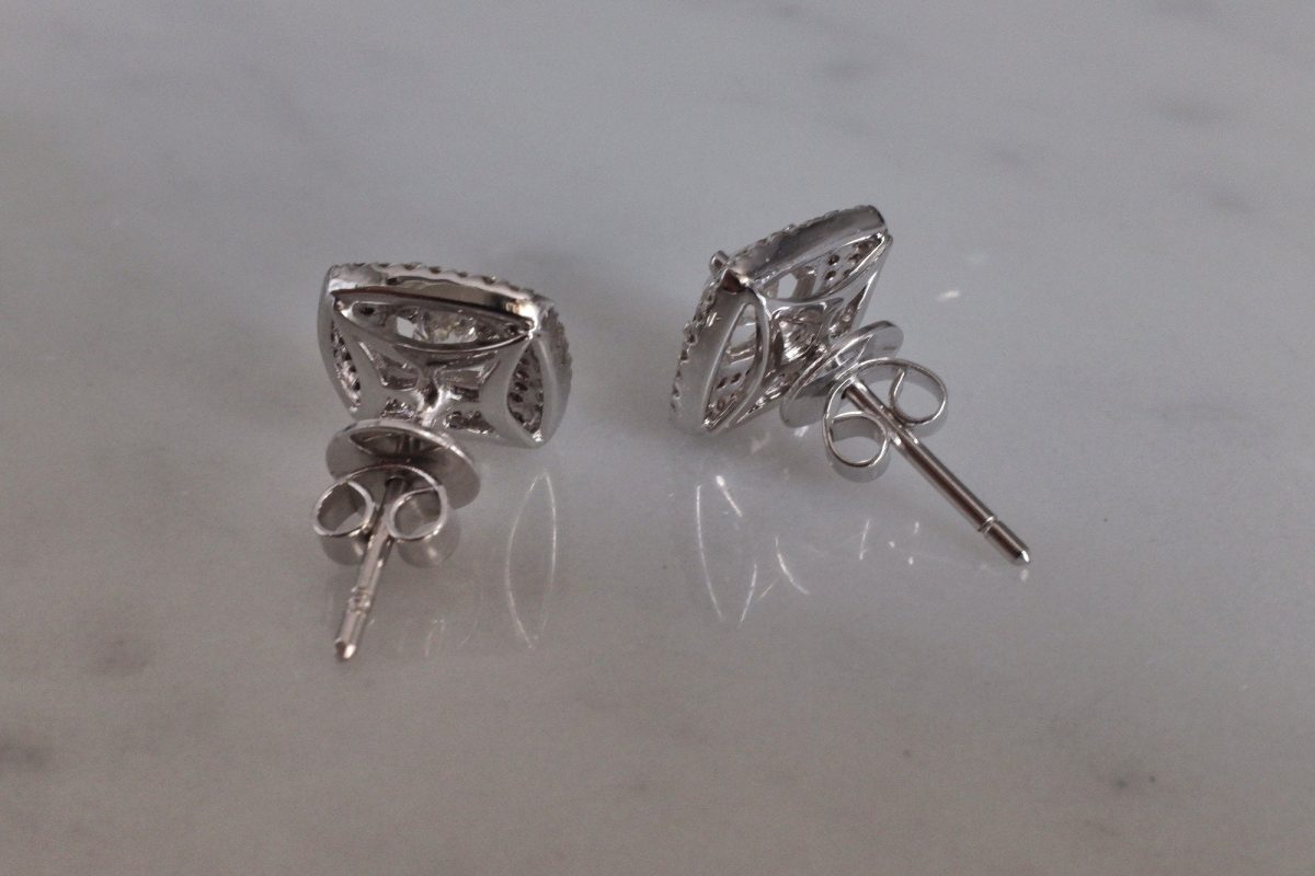 Square Diamond Cluster Stud Earrings 18k | Gem Gardener