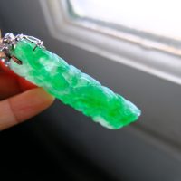 Long Antique Carved Jade Pendant 18k Chinese | Gem Gardener