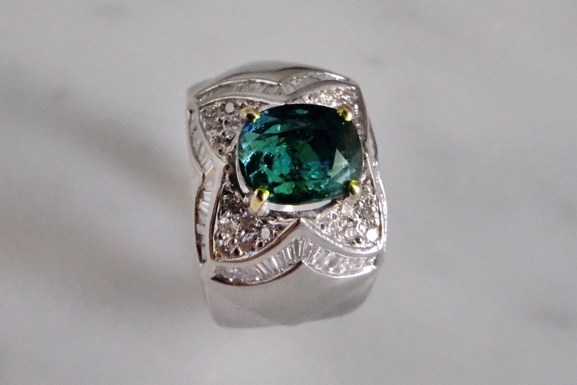 Rare Clean Alexandrite Diamond Ring 18k | Gem Gardener
