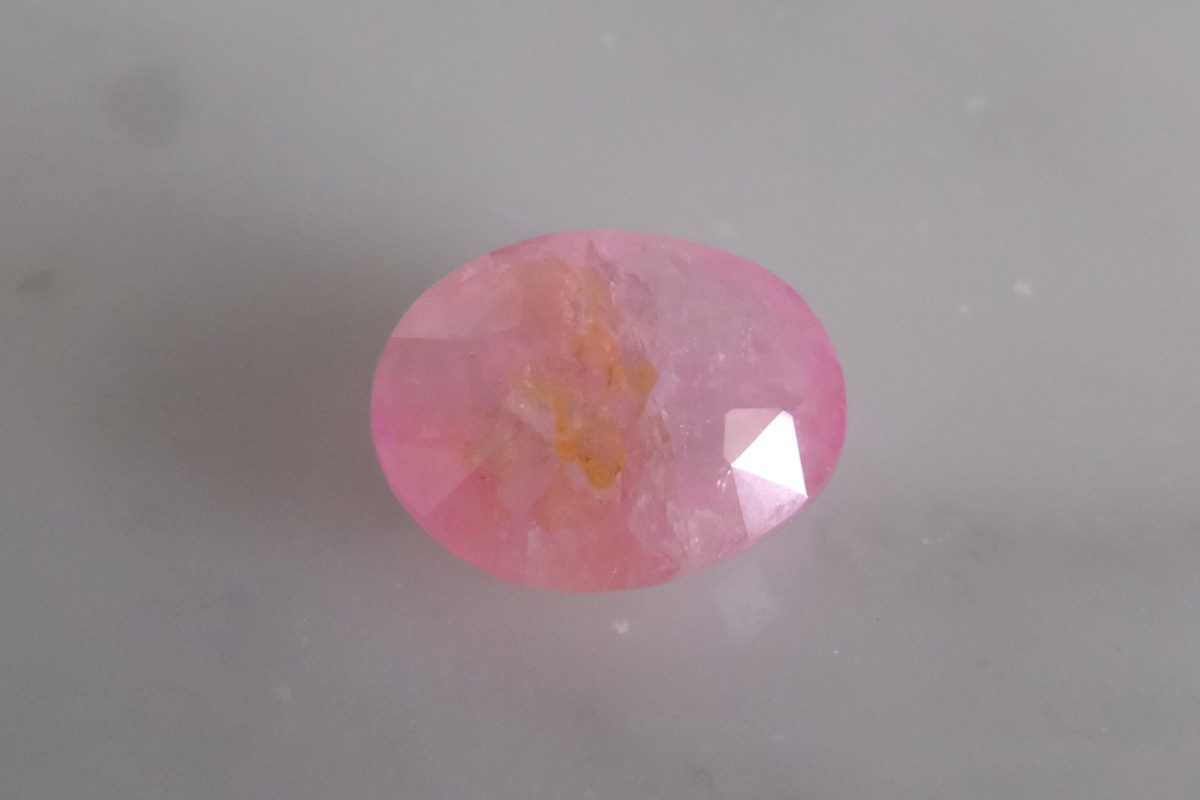23ct Light Peach Pink Unheated Burma Sapphire Gem | Gem Gardener