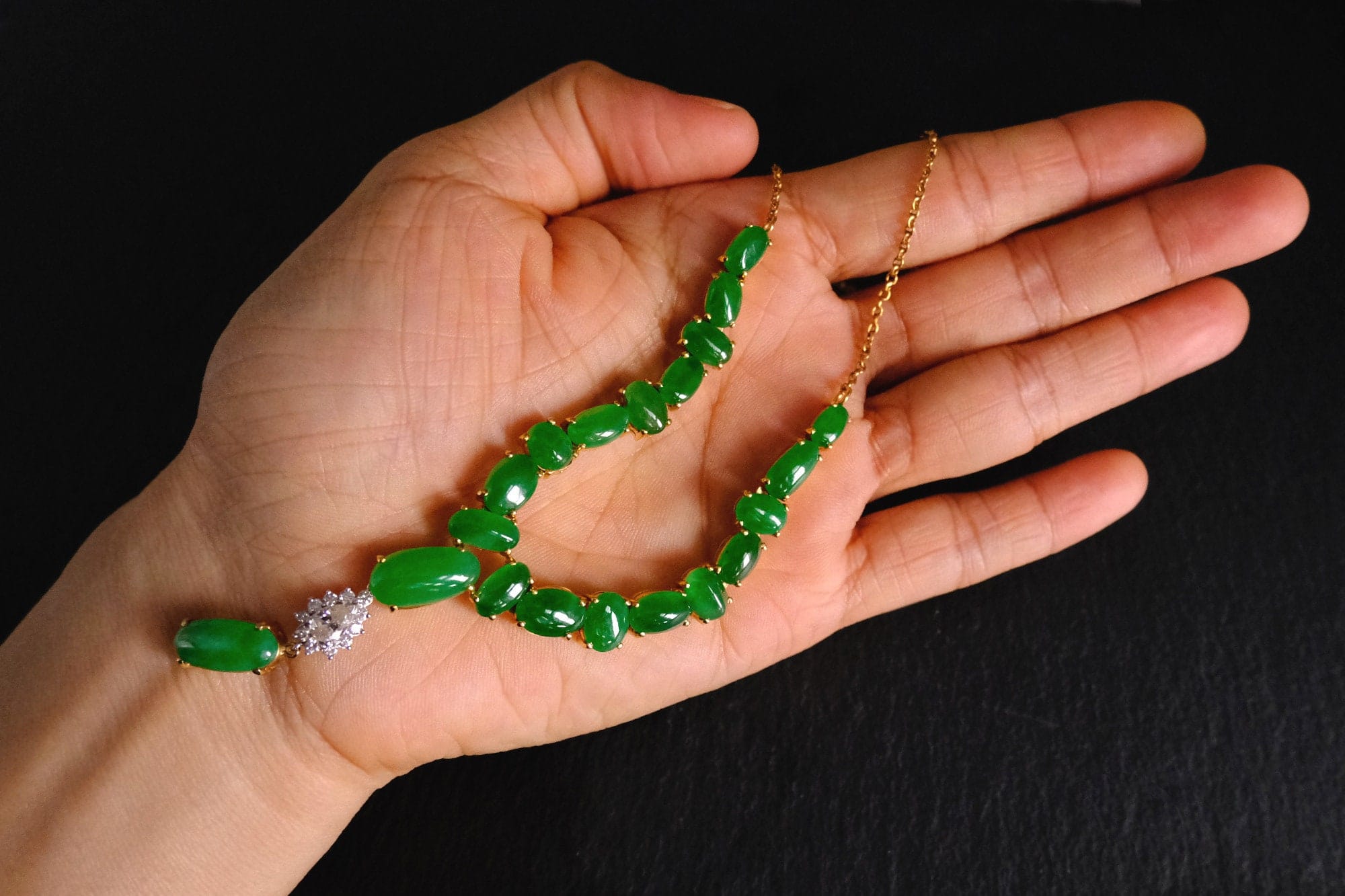 Antique Green Jade Jewelry Necklace 18k | Gem Gardener