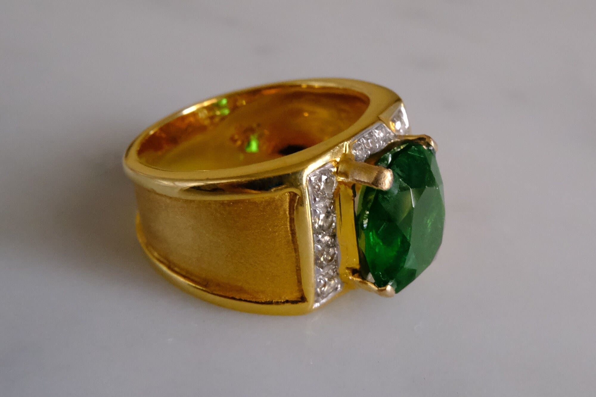 Tsavorite Garnet Mens Ring 18k Vintage | Gem Gardener
