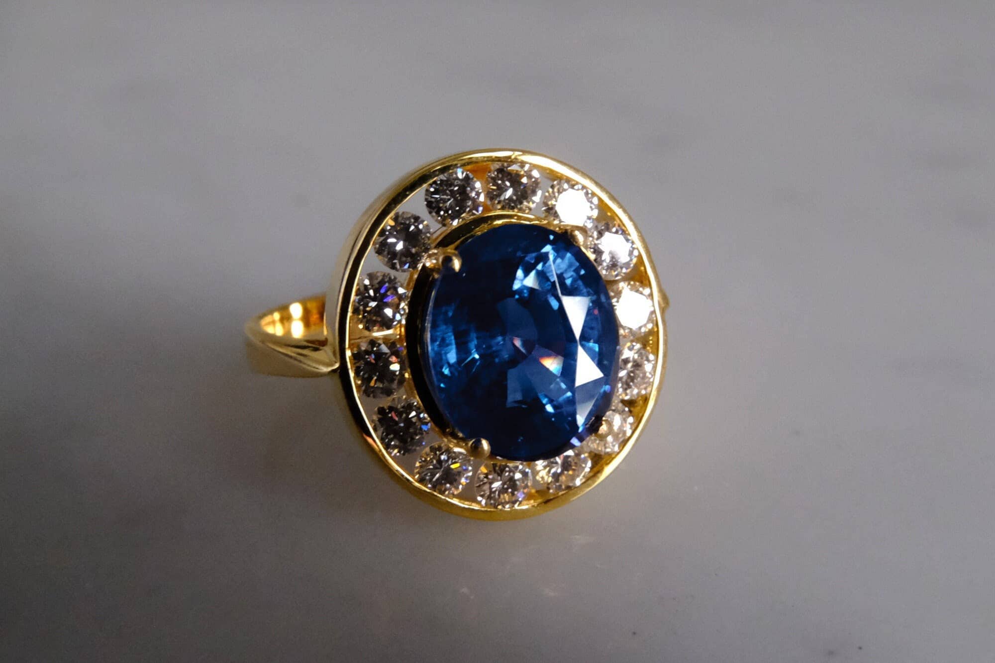 Yellow Gold Blue Spinel Ring 18k | Gem Gardener