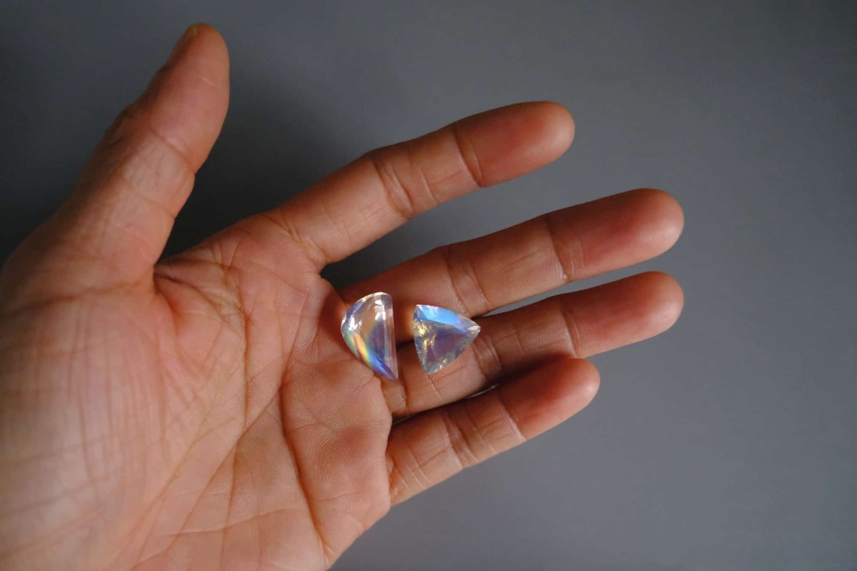 Trillion Cut Faceted Moonstone Gem | Gem Gardener