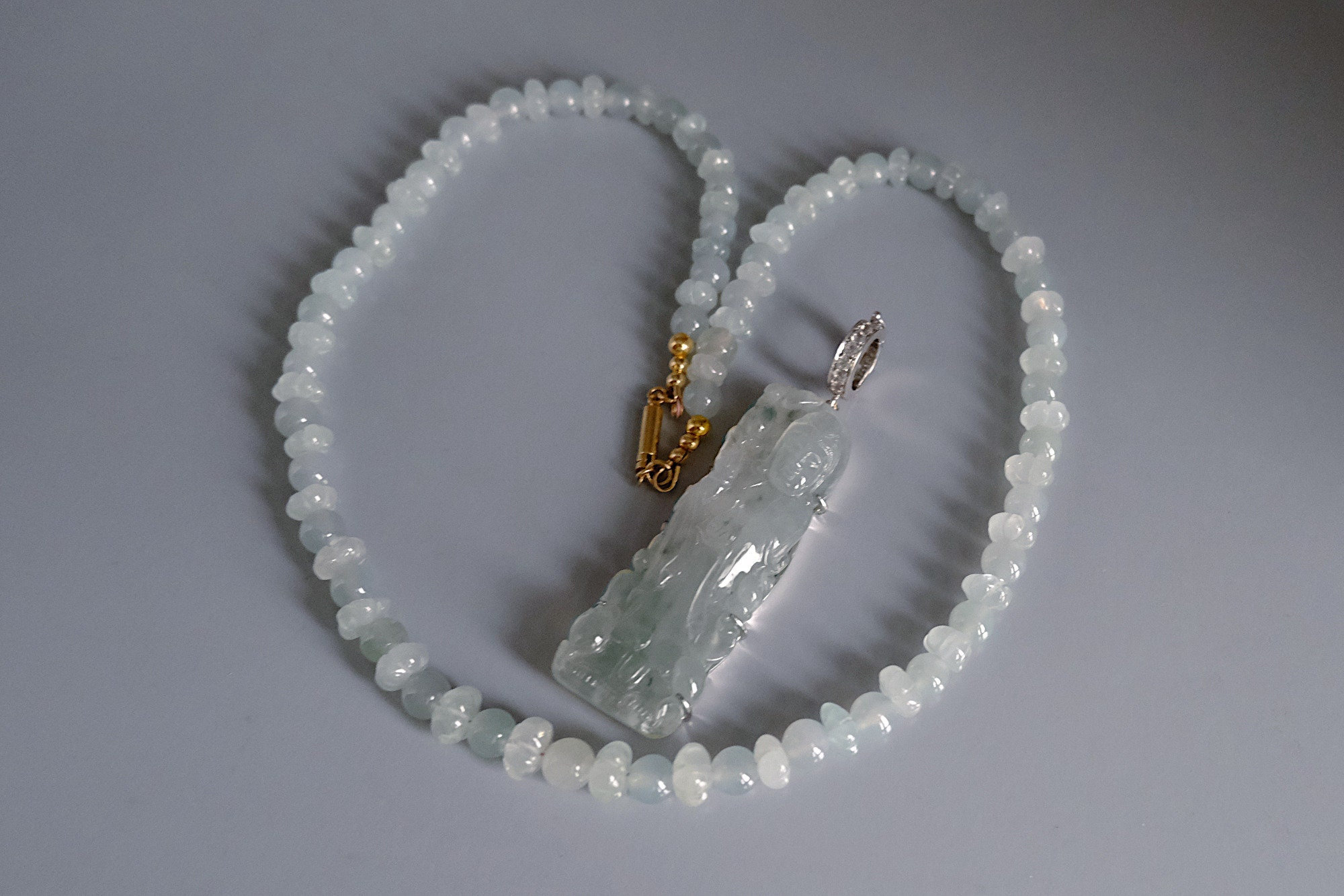 Beaded Ice Jade Necklace Buddha 18k | Gem Gardener