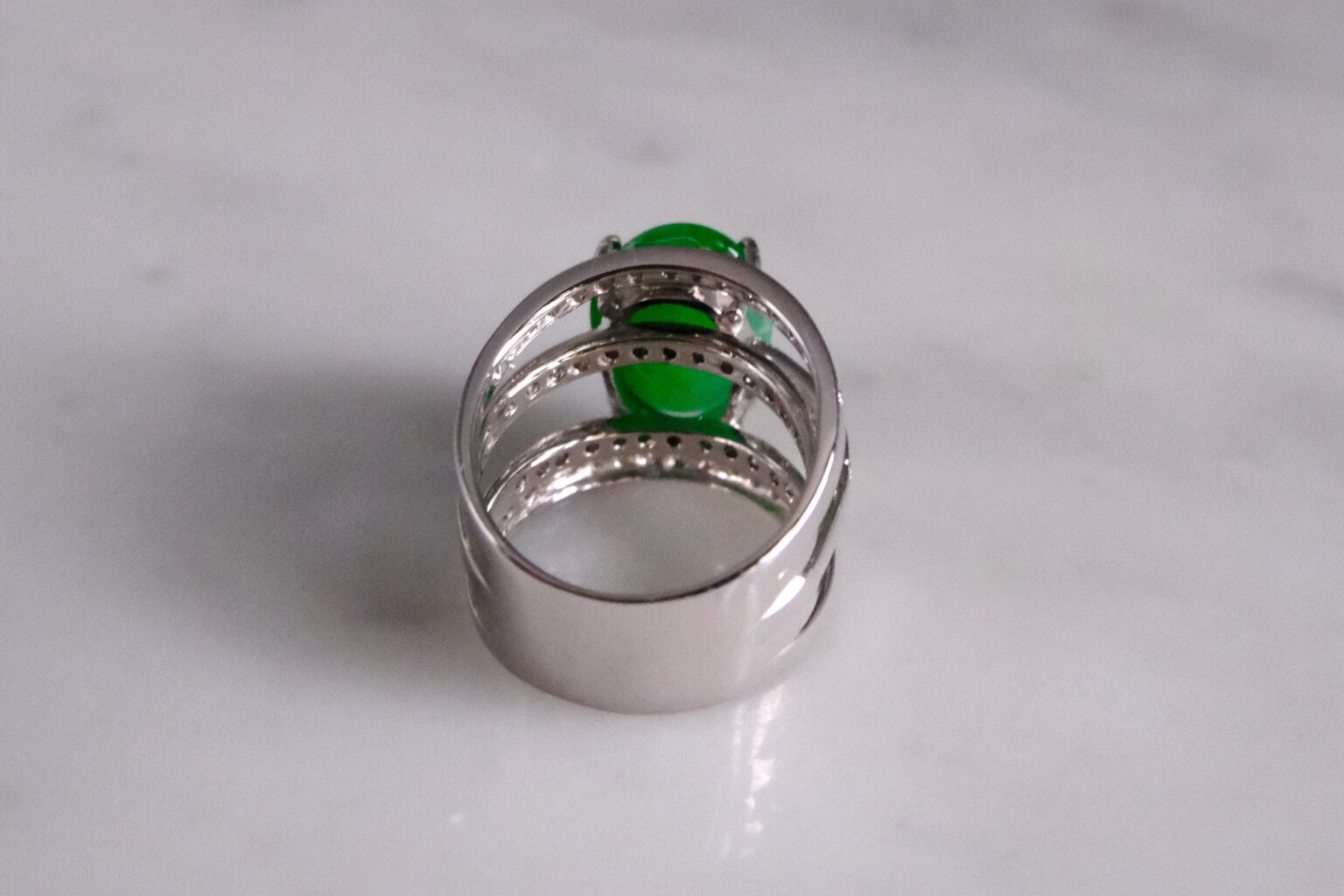 Green Jadeite Jade Diamond Ring Deco 18k | Gem Gardener