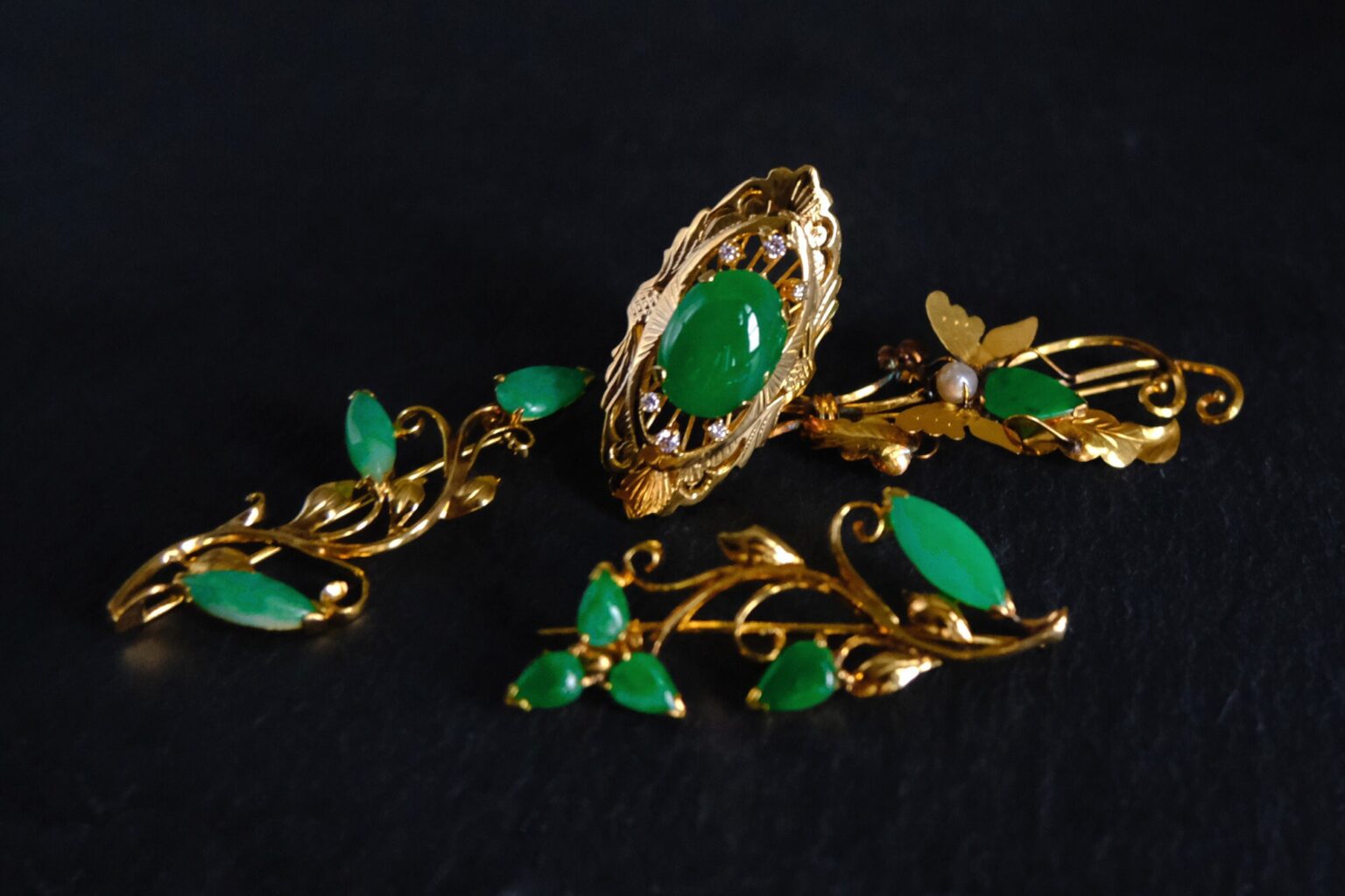 Antique Chinese Jade Ring Navette 20k | Gem Gardener