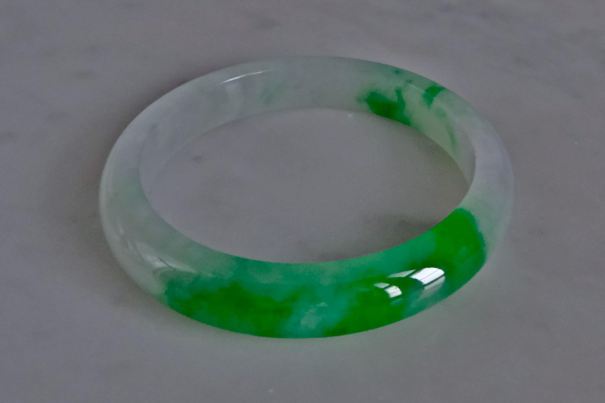 High Quality Jade Bangle 54mm Icy Green | Gem Gardener