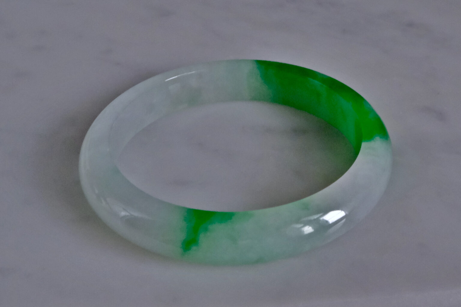 High Quality Jade Bangle 54mm Icy Green | Gem Gardener