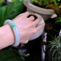 High Quality Jade Bangle 54mm Icy Green | Gem Gardener