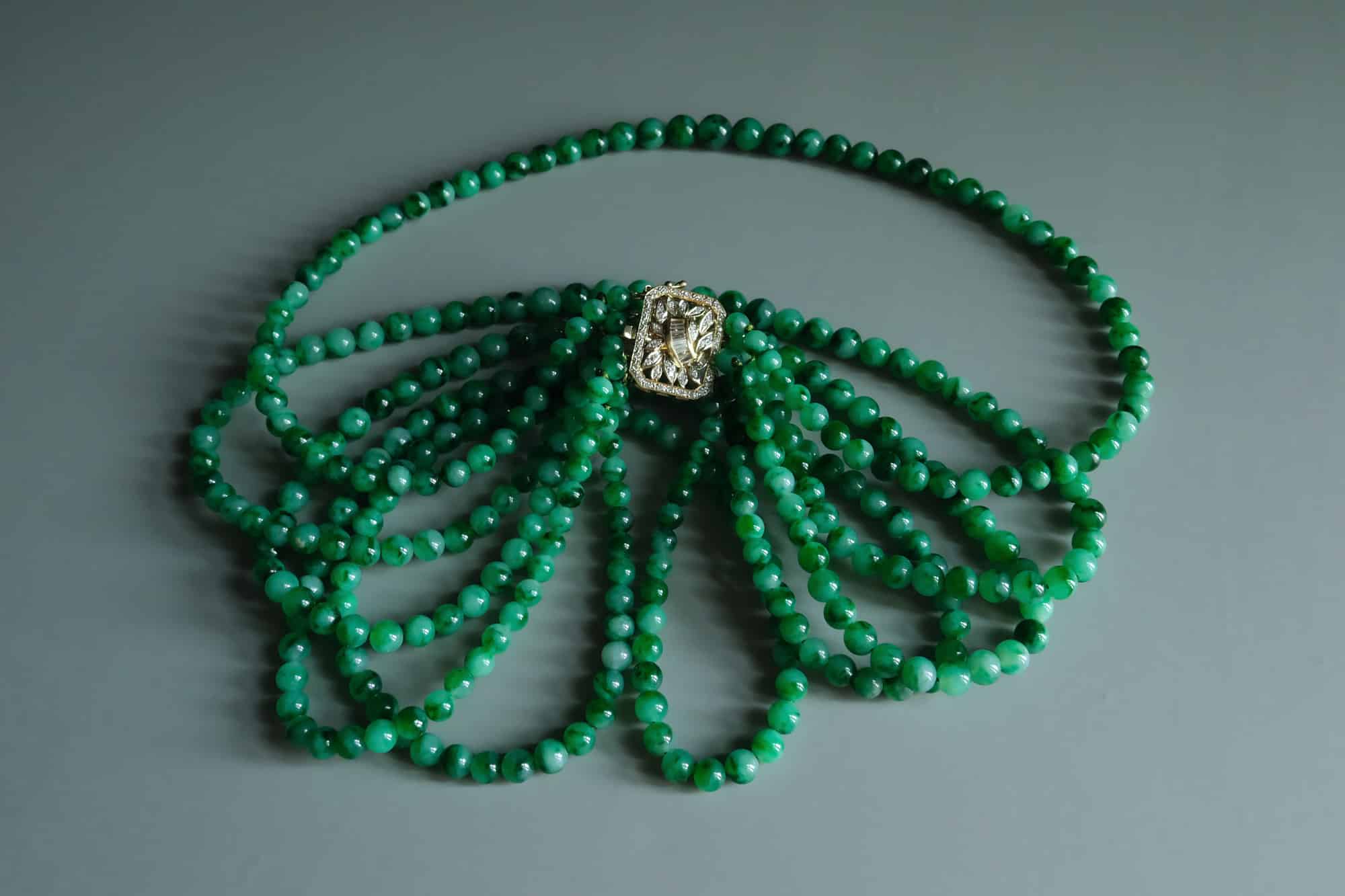 Jadeite Choker Necklace Jade Beads 18k | Gem Gardener