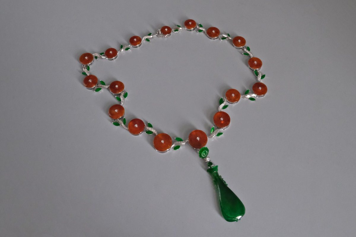 Translucent Natural Red Jade Necklace 18k | Gem Gardener