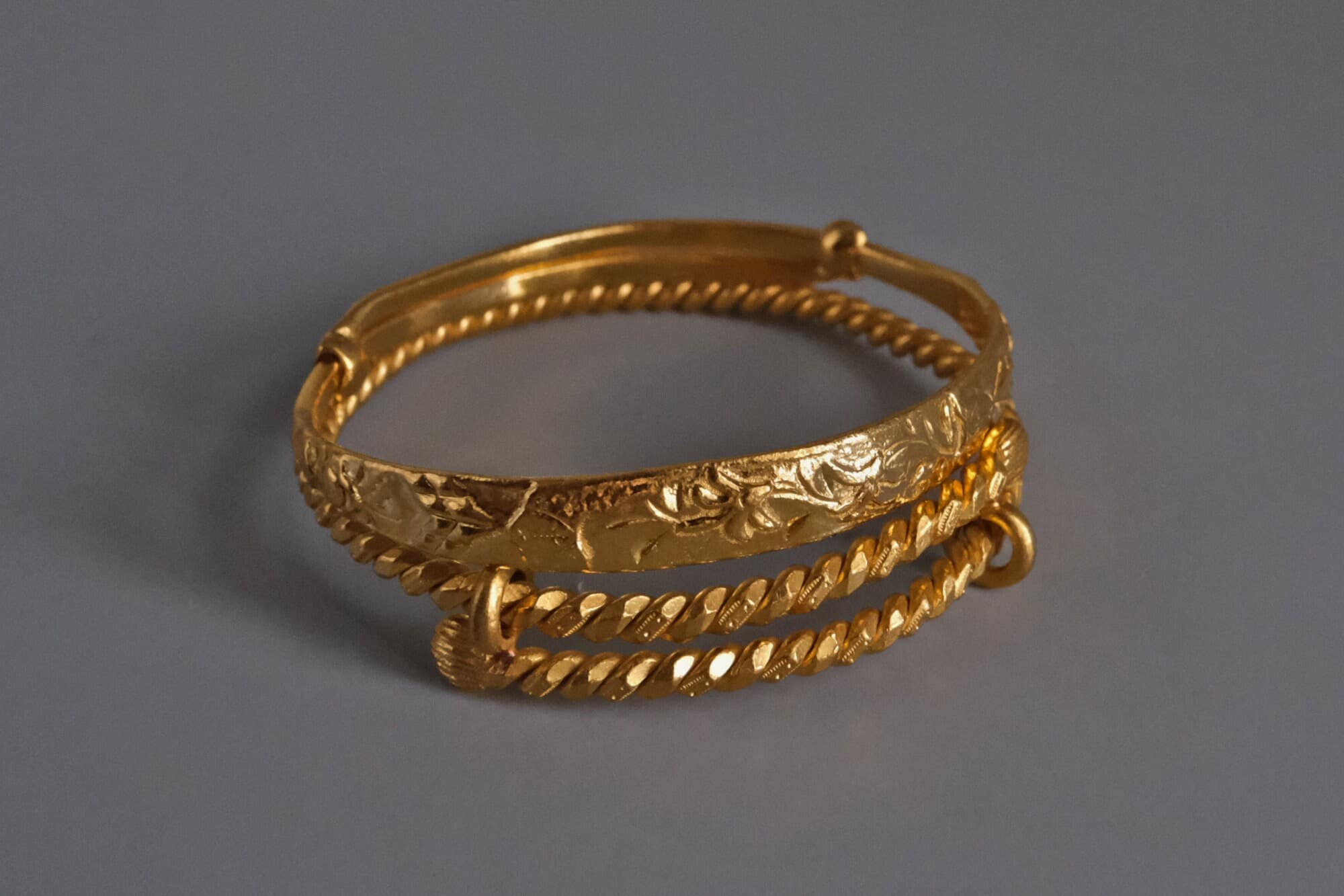 Antique Chinese 24k Gold Bangle Bracelet Twist | Gem Gardener