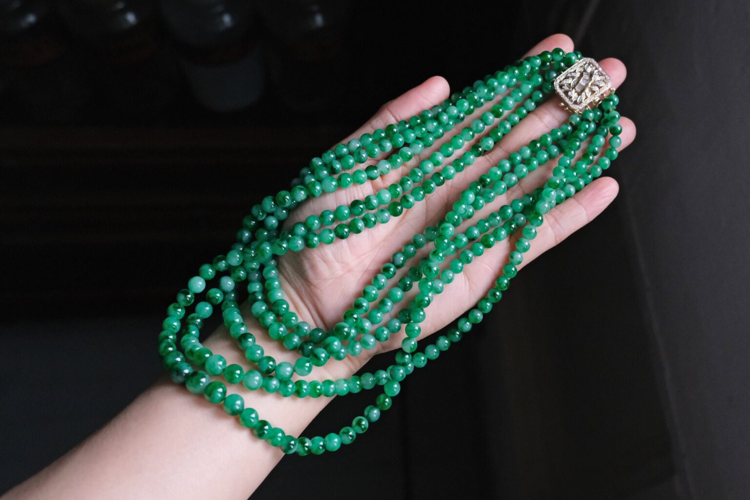Jadeite Choker Necklace Jade Beads 18k | Gem Gardener