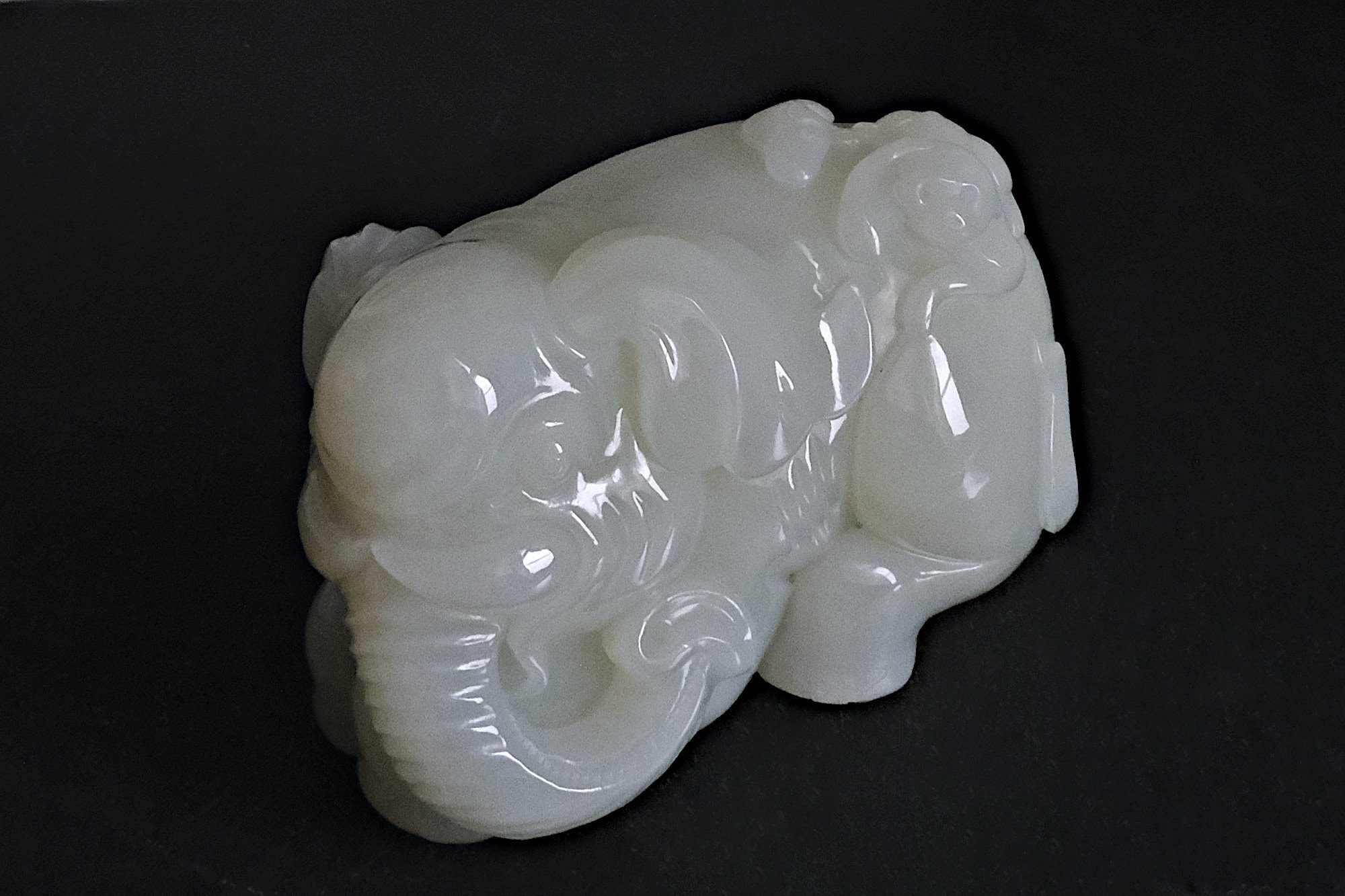 Creamy Nephrite Jade Elephant Carving Vintage | Gem Gardener
