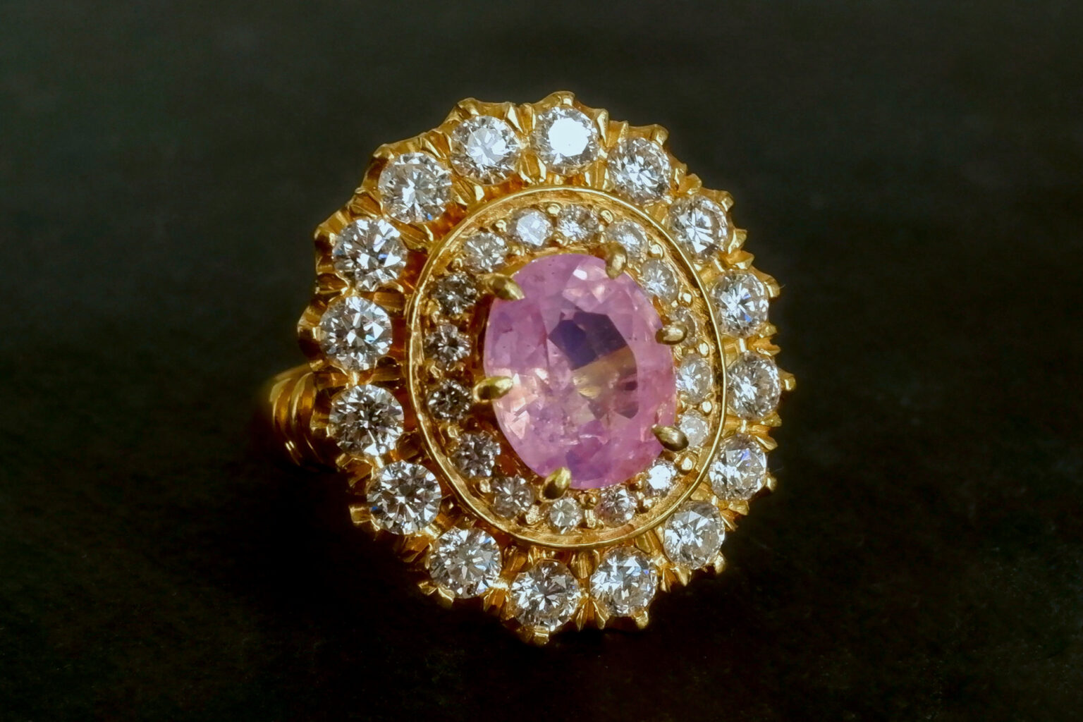 Natural Padparadscha Sapphire Ring 'Lotus' 22k | Gem Gardener