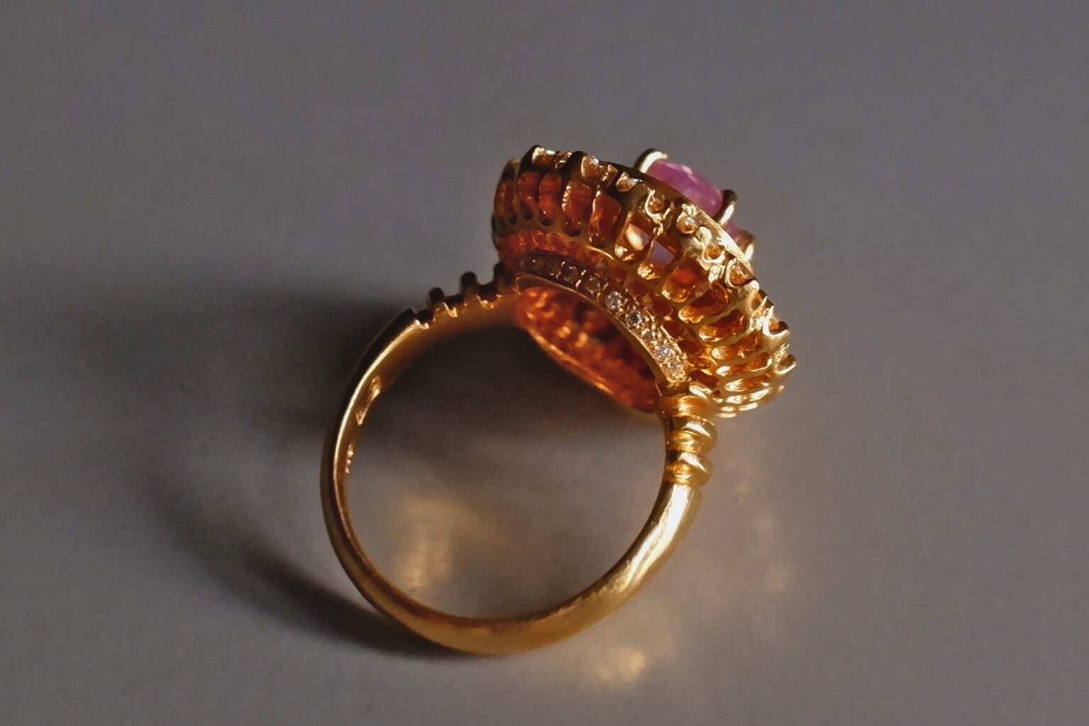 Natural Padparadscha Sapphire Ring 'Lotus' 22k | Gem Gardener