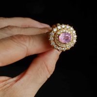 Natural Padparadscha Sapphire Ring 'Lotus' 22k | Gem Gardener