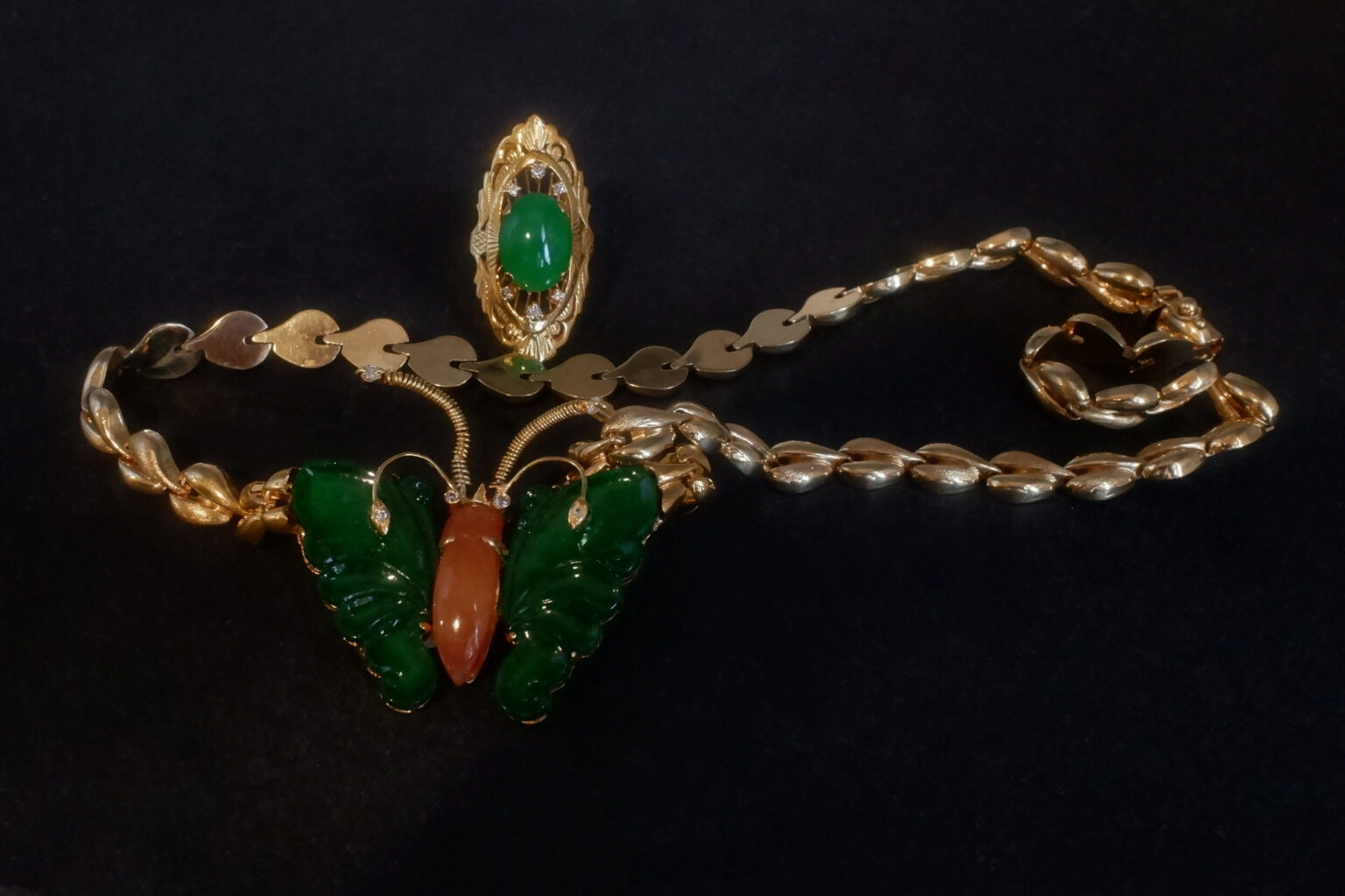 Antique Chinese Jade Ring Navette 20k | Gem Gardener