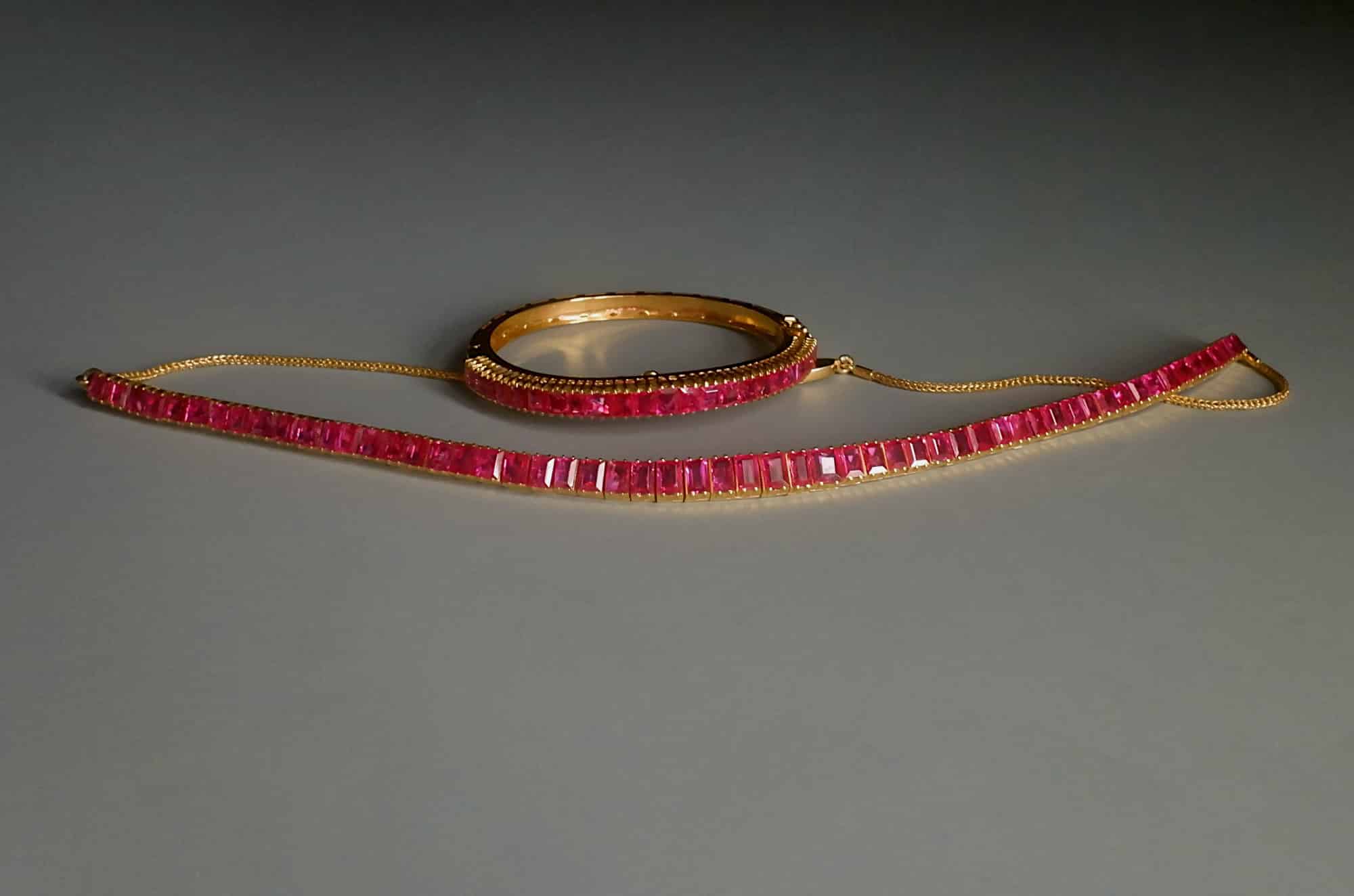 Unheated Burma Ruby Necklace Bangle Emerald Cut 22k Vintage | Gem Gardener