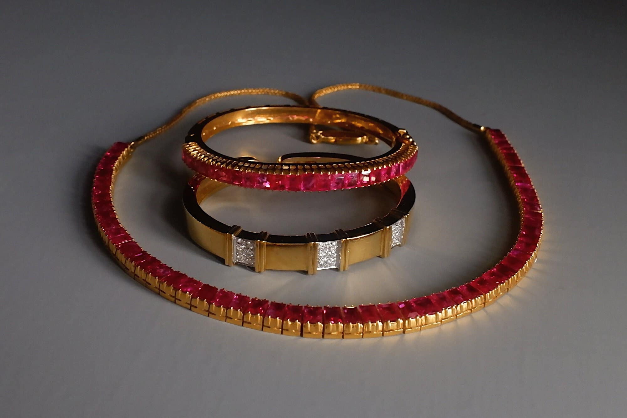 Unheated Burma Ruby Necklace Bangle Emerald Cut 22k Vintage | Gem Gardener