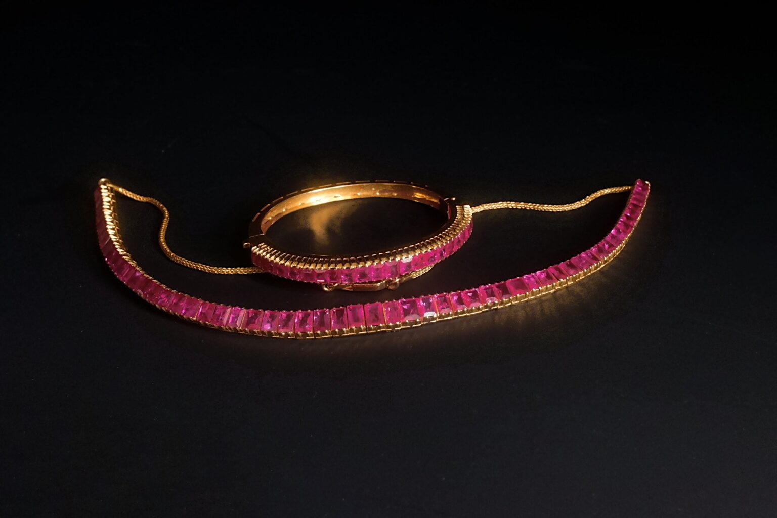 Unheated Burma Ruby Necklace Bangle Emerald Cut 22k Vintage | Gem Gardener
