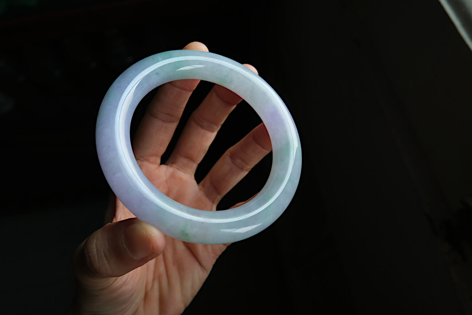Glow Lavender Green Jade Bangle 58mm | Gem Gardener