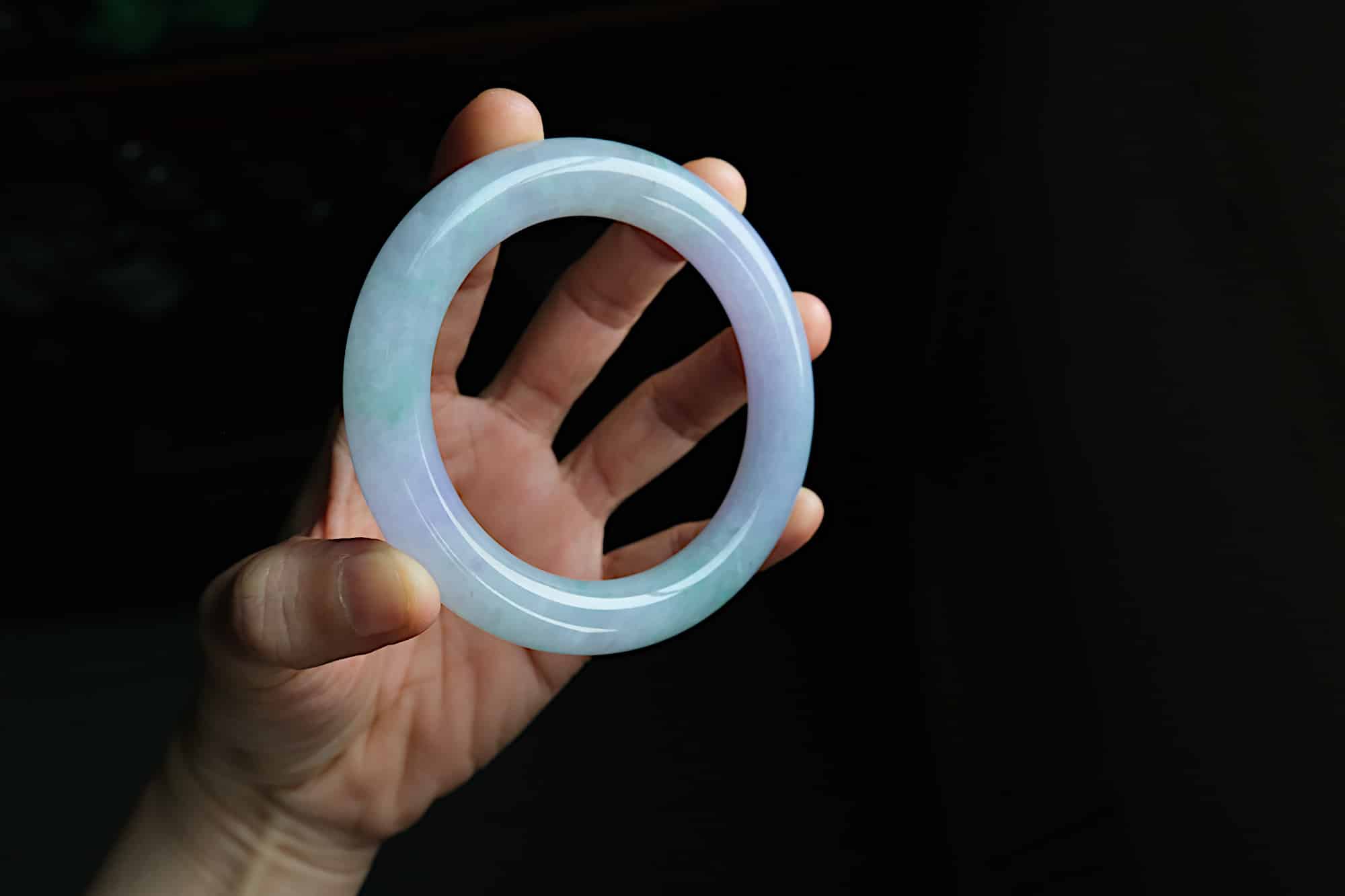 Glow Lavender Green Jade Bangle 58mm | Gem Gardener