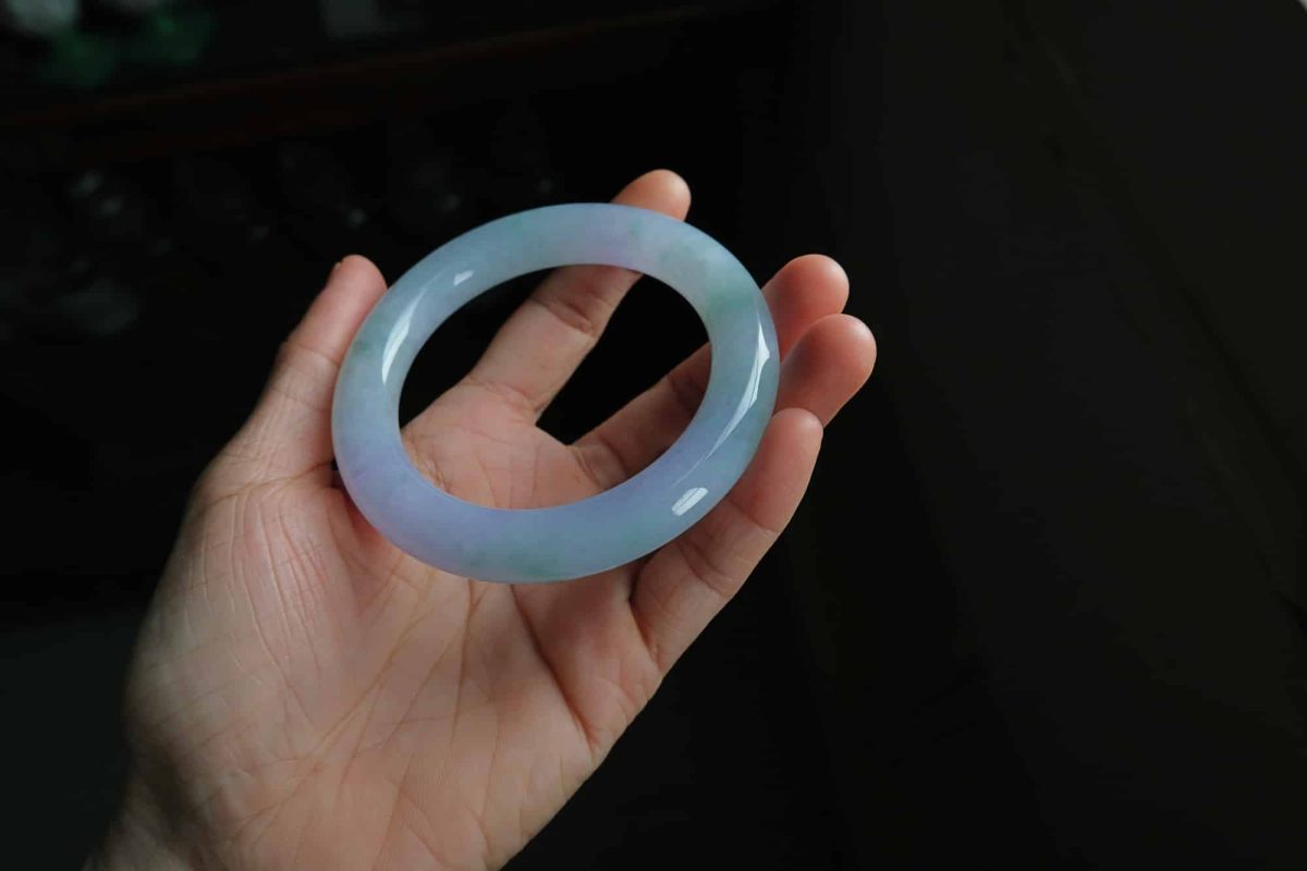 Glow Lavender Green Jade Bangle 58mm | Gem Gardener