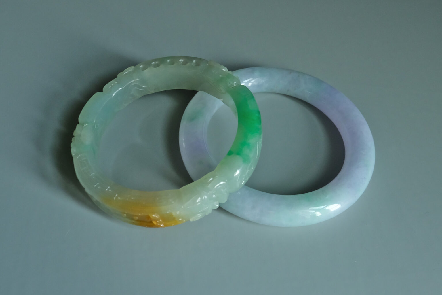 Glow Lavender Green Jade Bangle 58mm | Gem Gardener