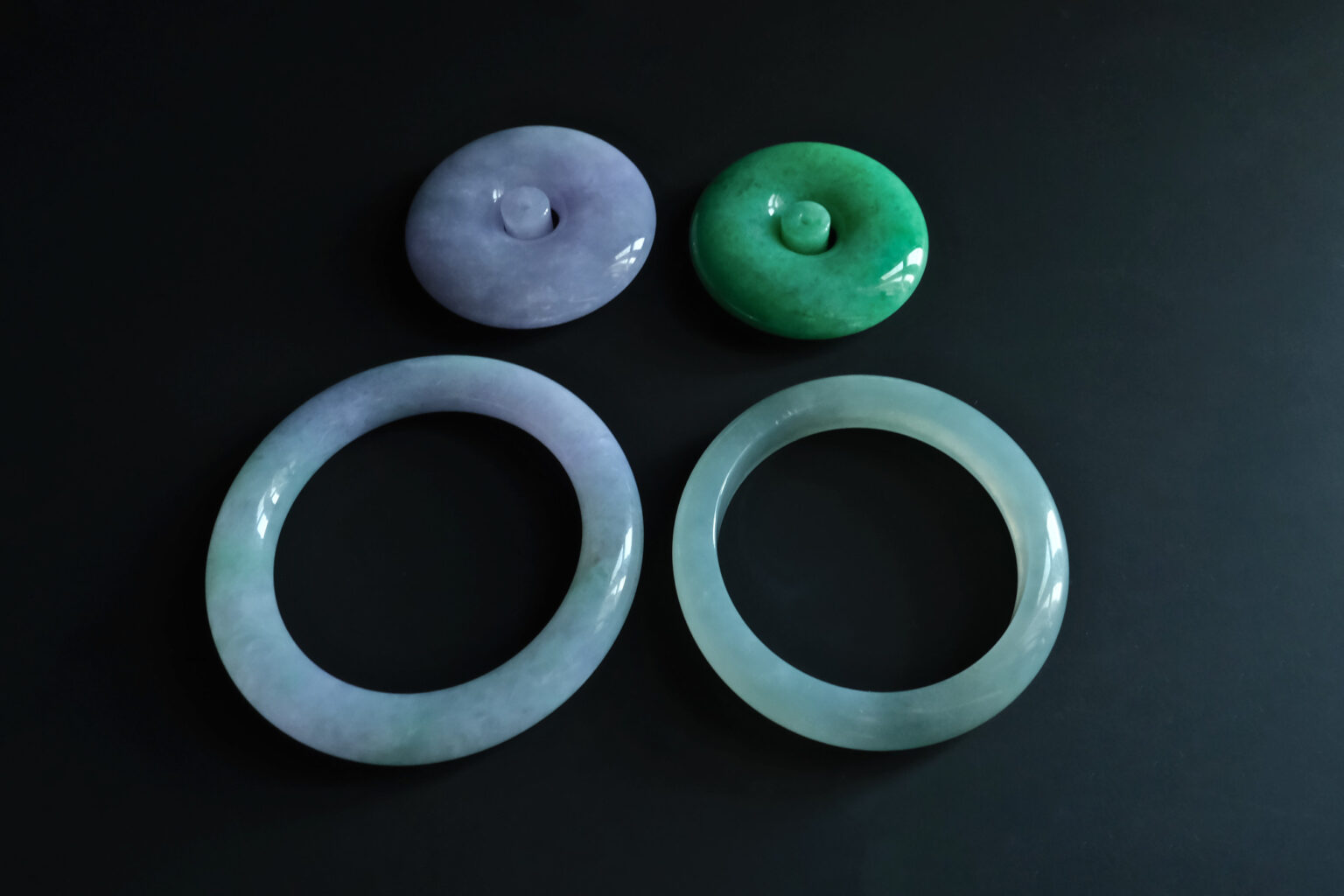 Glow Lavender Green Jade Bangle 58mm | Gem Gardener