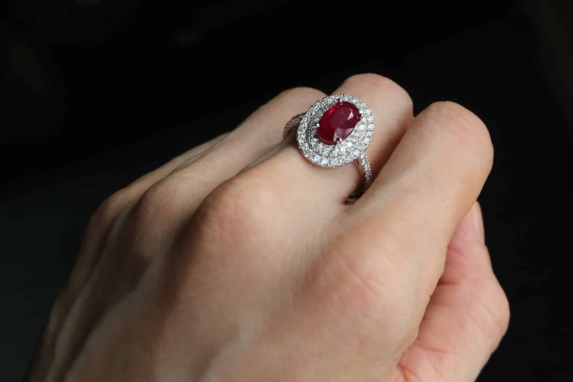 Natural Dainty Red Ruby Ring White Gold 18k | Gem Gardener