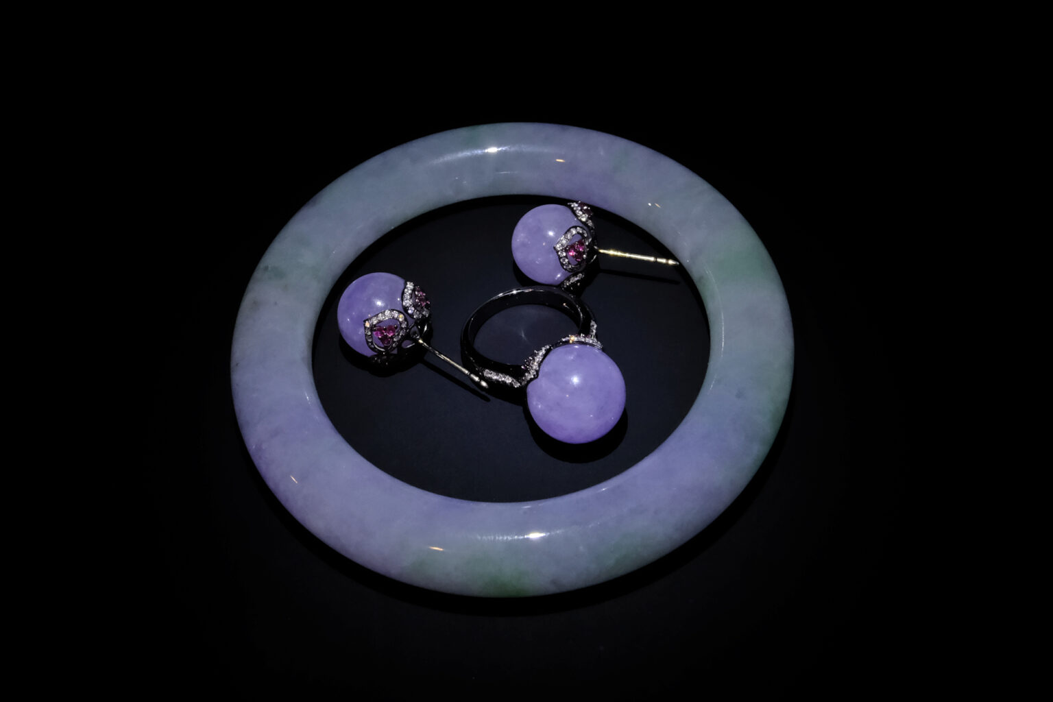 Glow Lavender Green Jade Bangle 58mm | Gem Gardener